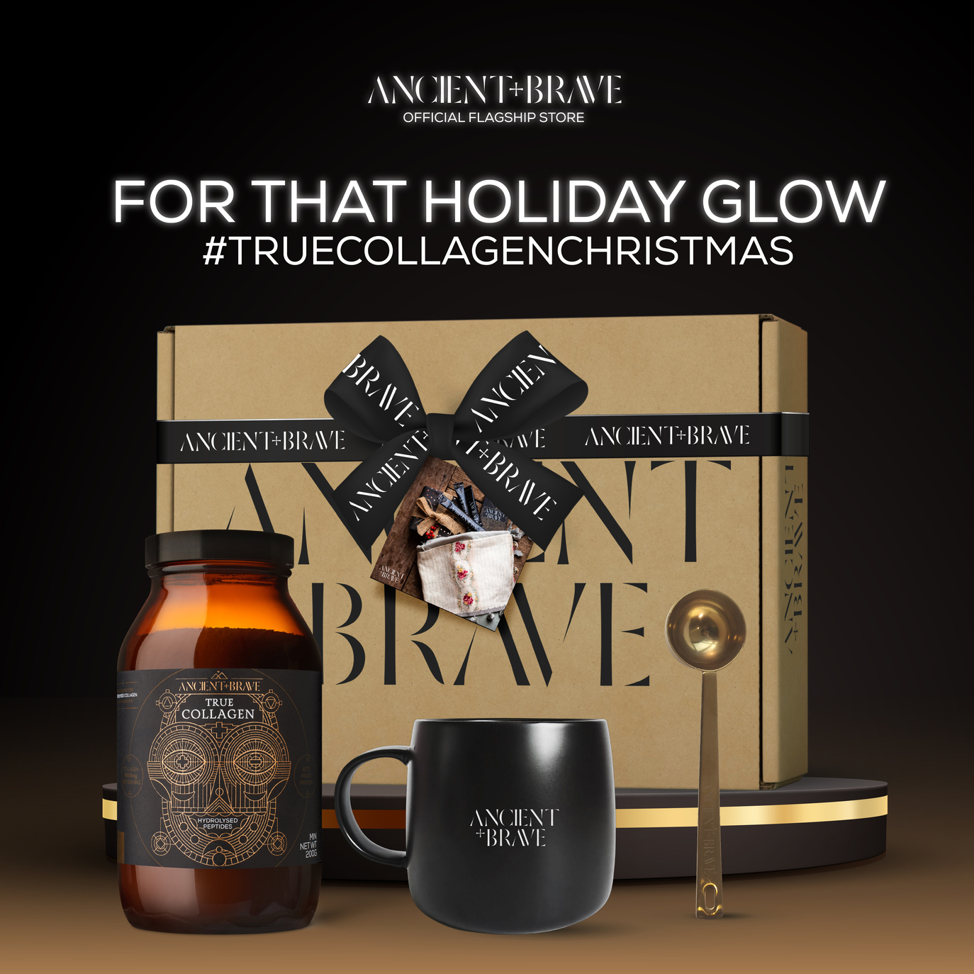 ANCIENT+BRAVE Holiday Glow Bundle True Collagen Jar + 1 Ritual Mug + 1 ...