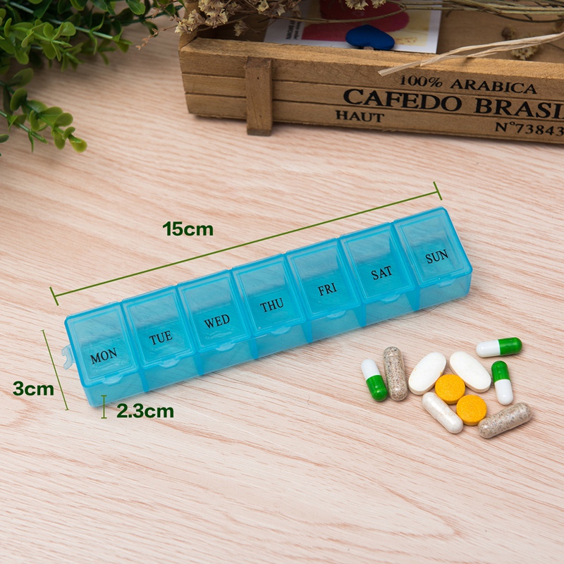 7-Compartment Portable Pill Box with Hanging Chain, Can Be Used for ...