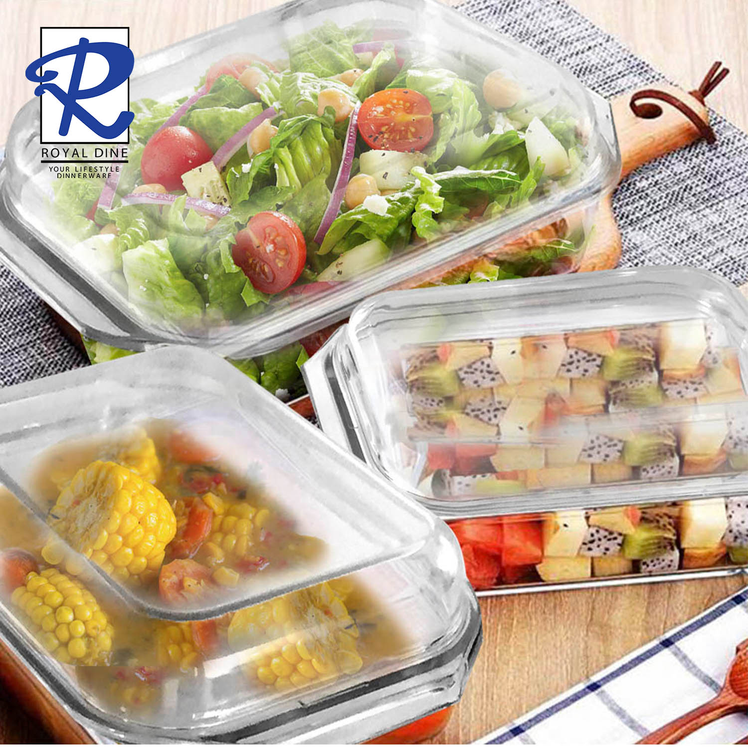 Royal Dine Excelsior 1.4L Rectangular Glass Baking Dish With Cover ...