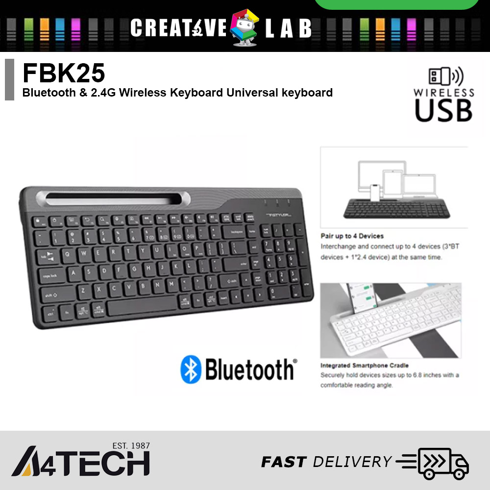 A4tech Fstyler FBK25 Bluetooth & 2.4G Wireless Keyboard Universal ...