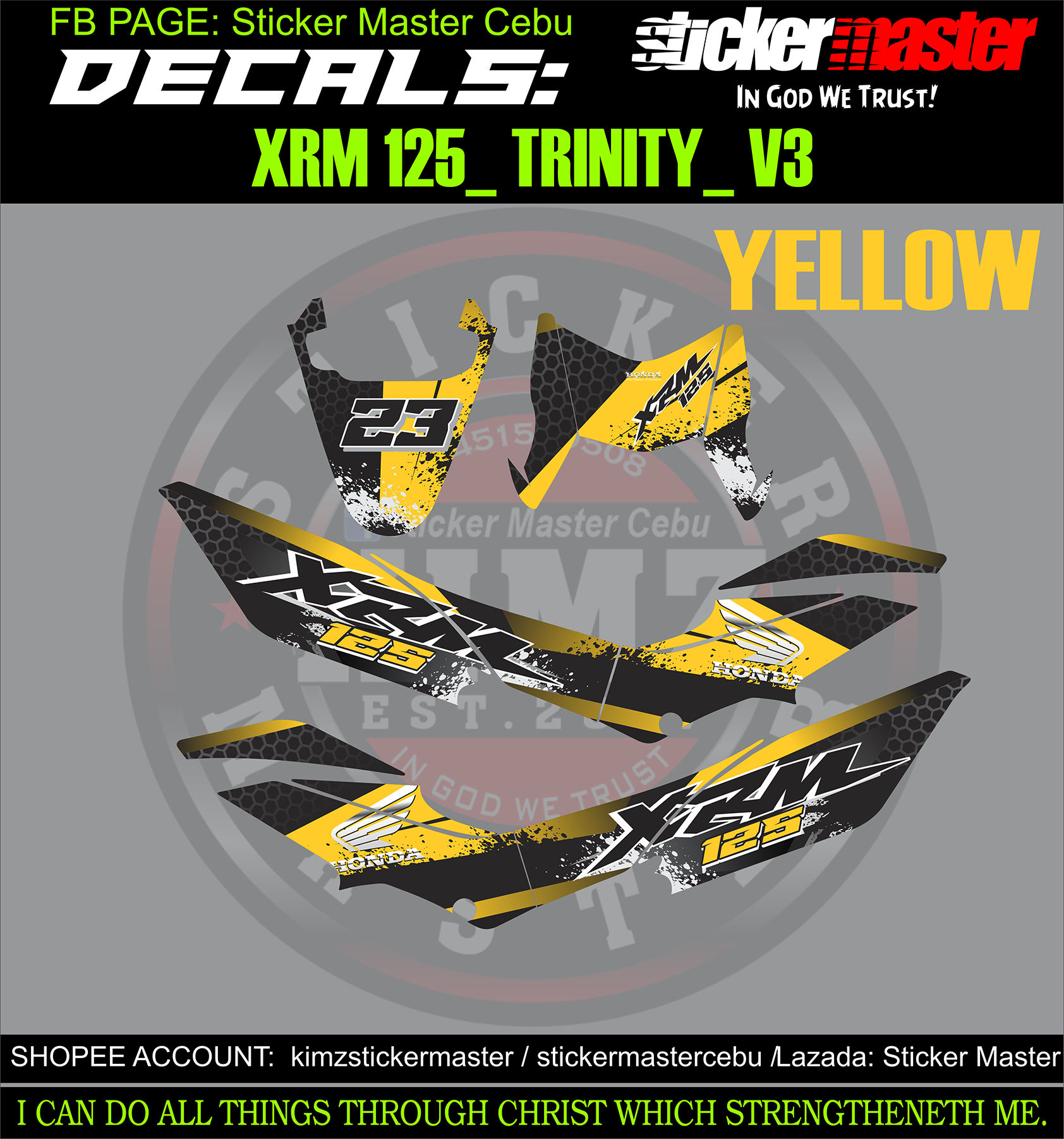 XRM 125 TRINITY V3 FULL DECALS | Lazada PH
