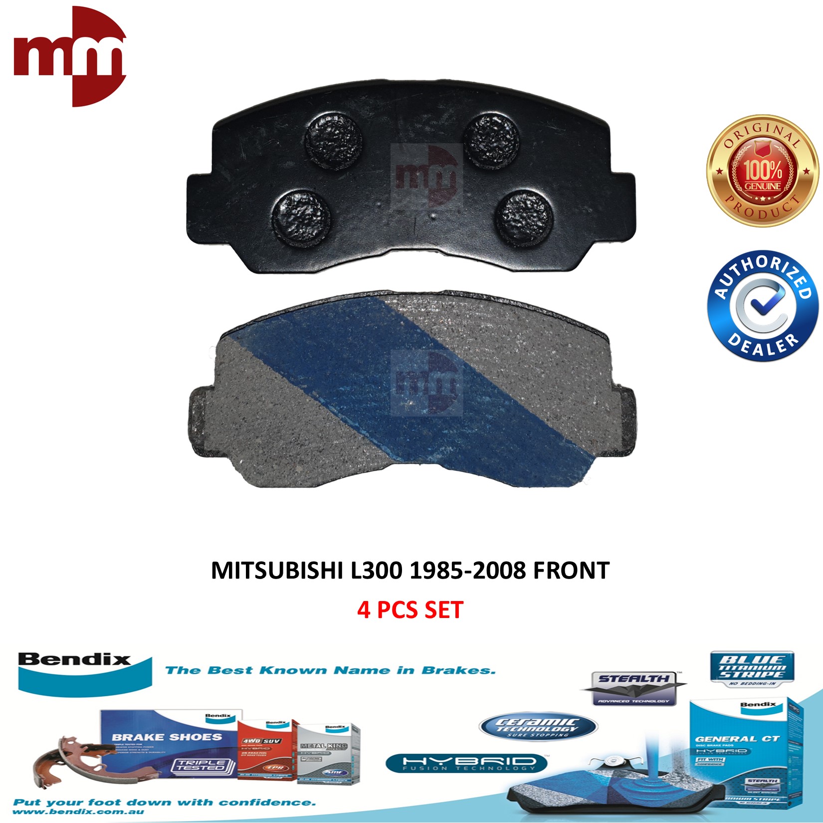 BENDIX GCT Brake Pads for MITSUBISHI L300 1985-2008 FRONT ORIGINAL (4 ...