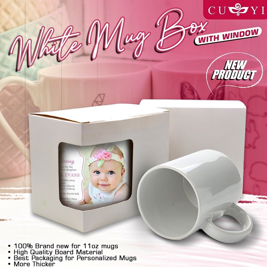 Nautilus.ph MUG BOX CUYI WITH WINDOW (white color) - 50PCS | Lazada PH