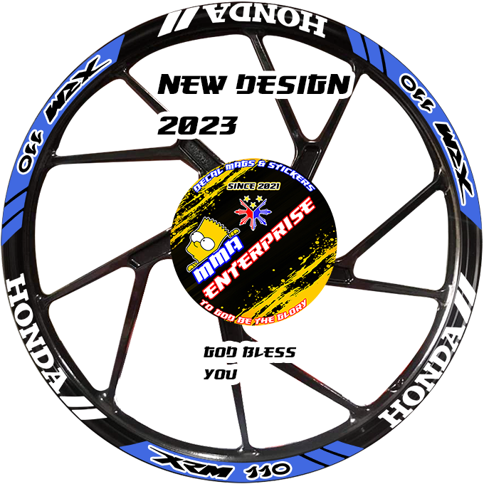 HONDA XRM 110 NEW DESIGN MAG STICKER PRINTED - 2 SET FRONT AND REAR BY ...
