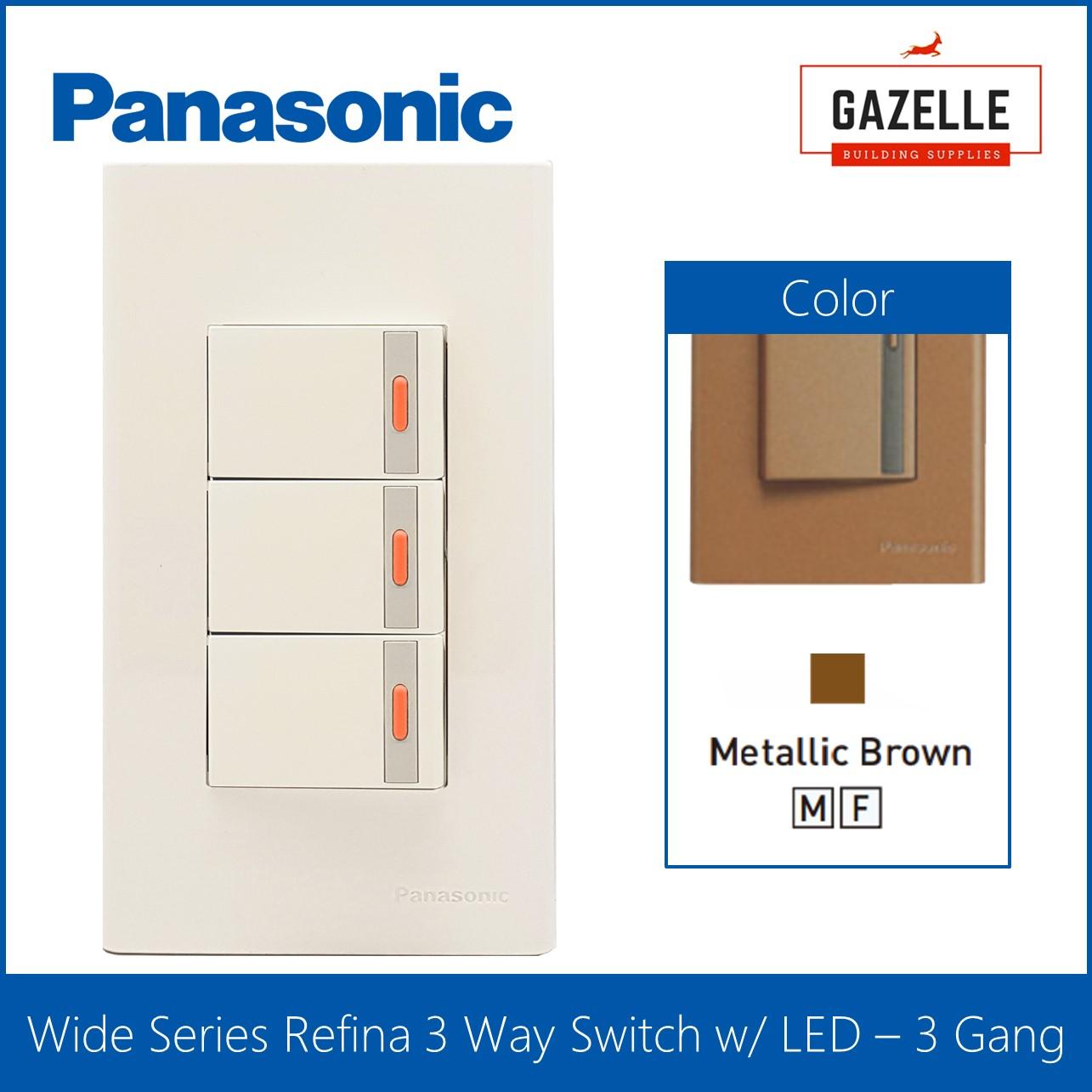 Panasonic Refina Wide Series Illuminated 3 Way Switch w/ LED - 3 Gang 3 ...