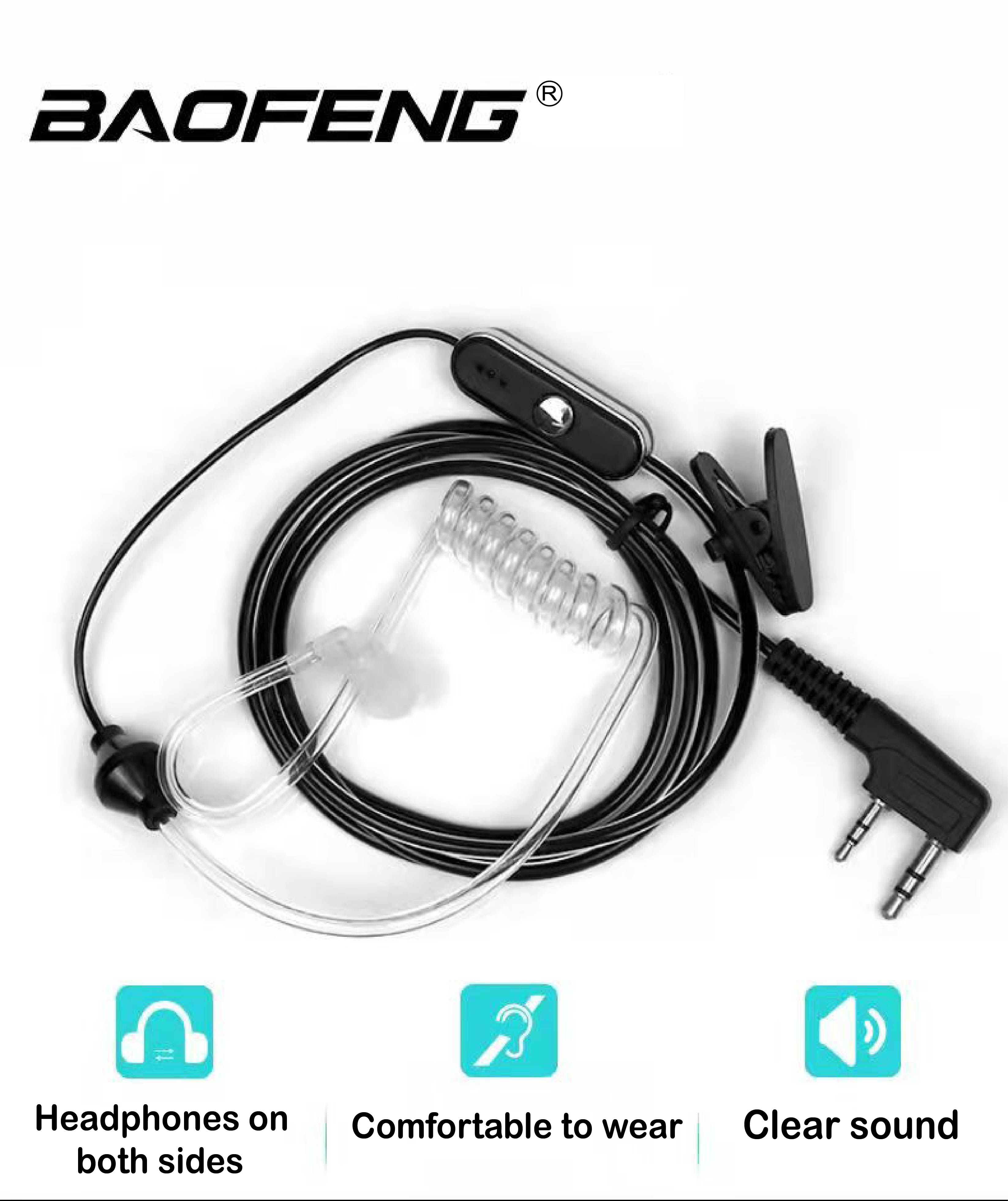 Alston 2 Pin PTT MIC Headphones Concealed Sound Tube In-Ear Earpiece ...