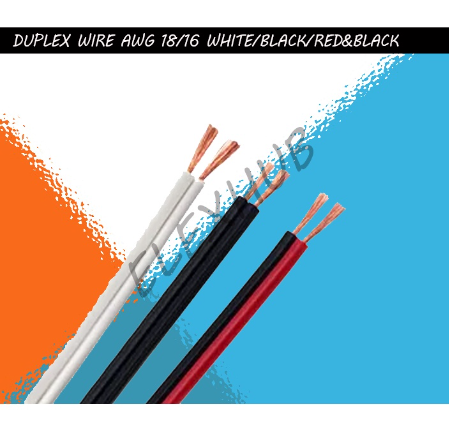 STRANDED WIRE 18 / 16 AWG DUPLEX Electrical Wire Hookup Red/Black White ...