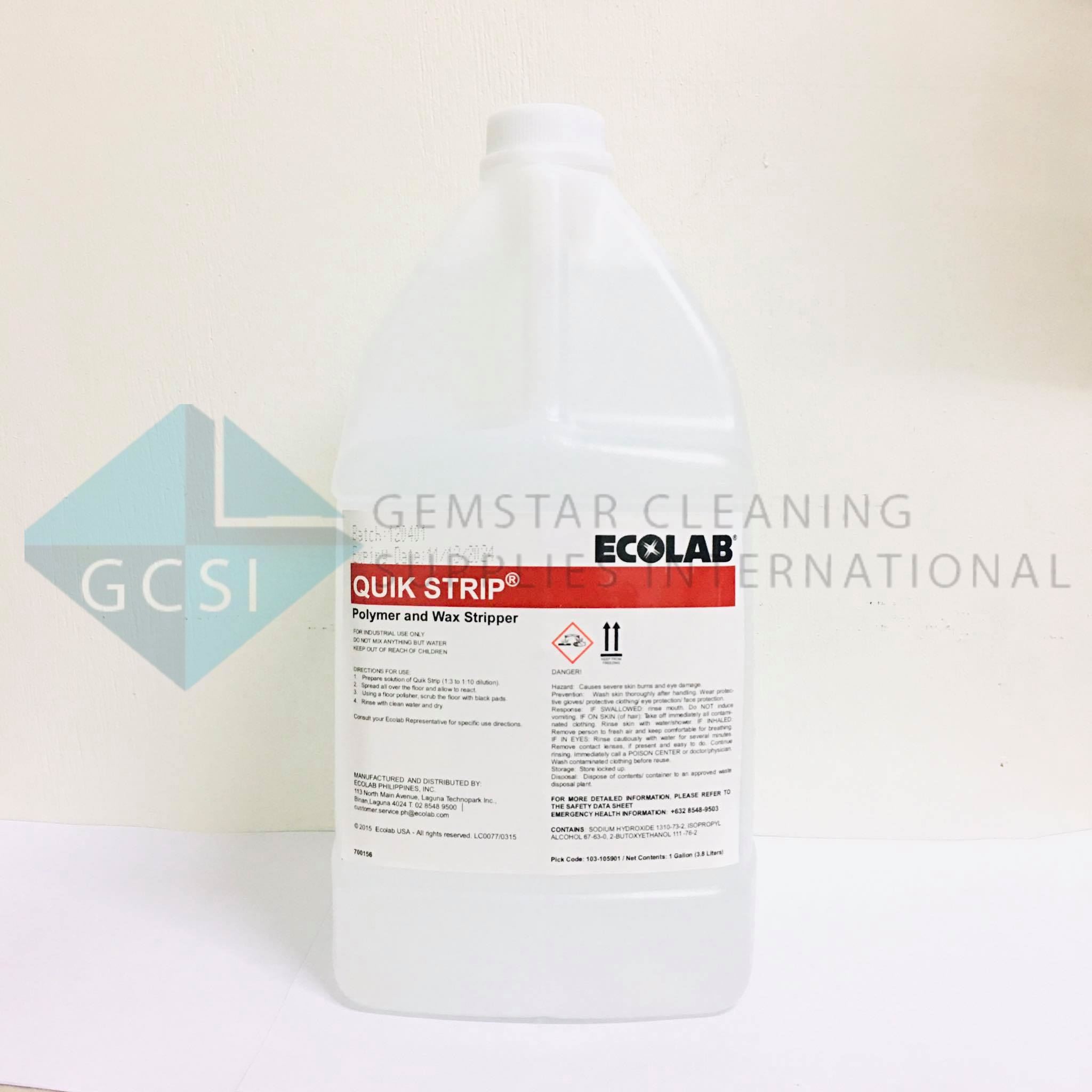 Quik Strip (Ecolab) Non-ammoniated floor stripper 3.8 liters/ gal ...