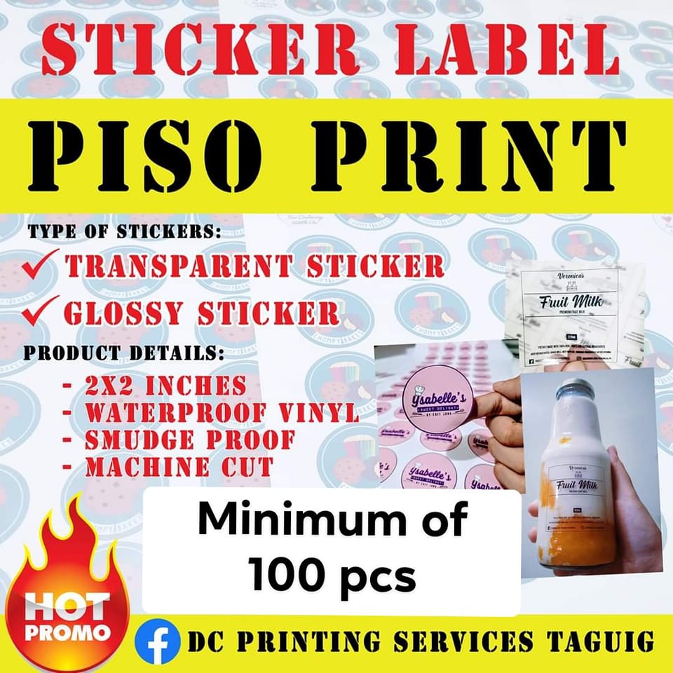 PISO PRINT WATERPROOF STICKER LABEL MACHINE CUT FREE 10 PCS | Lazada PH