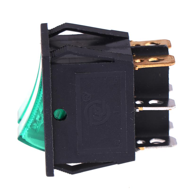 Double boat rocker switch 6 Pin On-Off with green light 20A 125VAC KCD6 ...