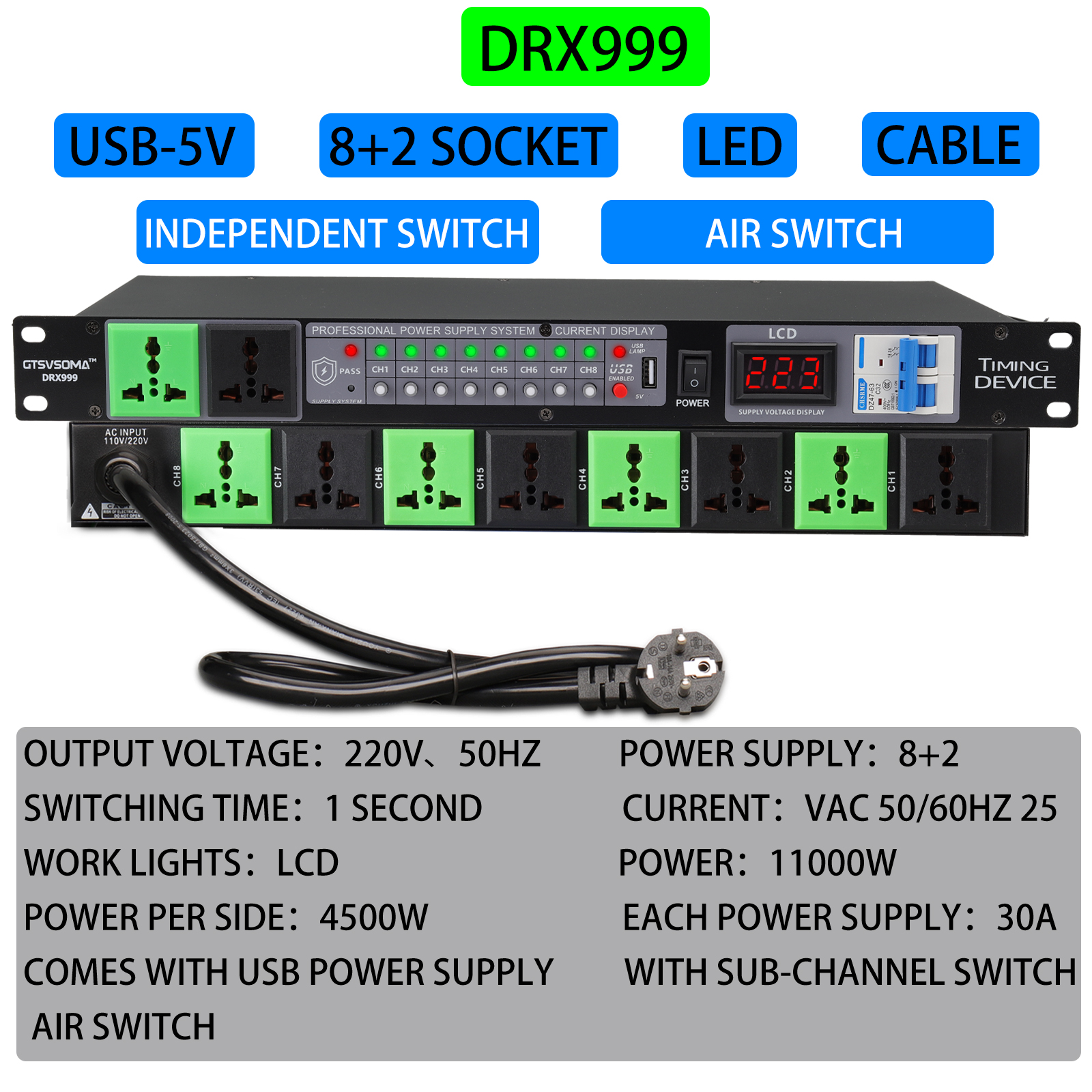 GTSVSOMA™ Original power sequencer controller 8+2 Channels switch controller switch Total Output ...
