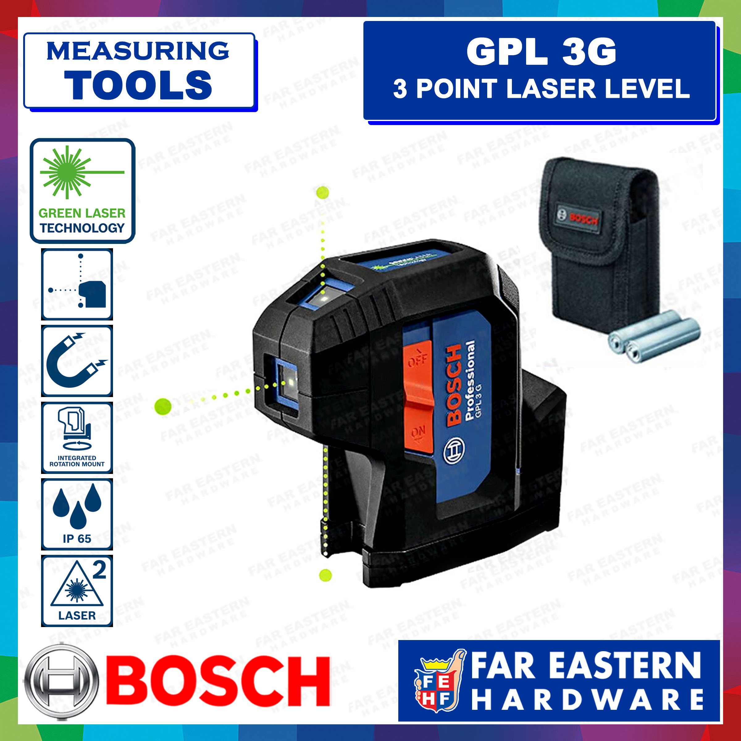BOSCH GPL 3 G 3 Point Laser Level GPL3G FAR EASTERN HARDWARE MT | Lazada PH