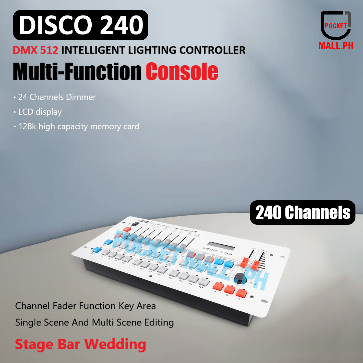 Disco 240 DMX 512 Lighting Controller Multi-Function 240 Channels Dimmer Console For Stage Bar ...