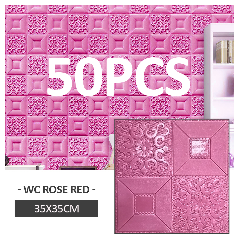 50pcs 3D wall paper sticker 35cm*38cm water proof room decoration ...