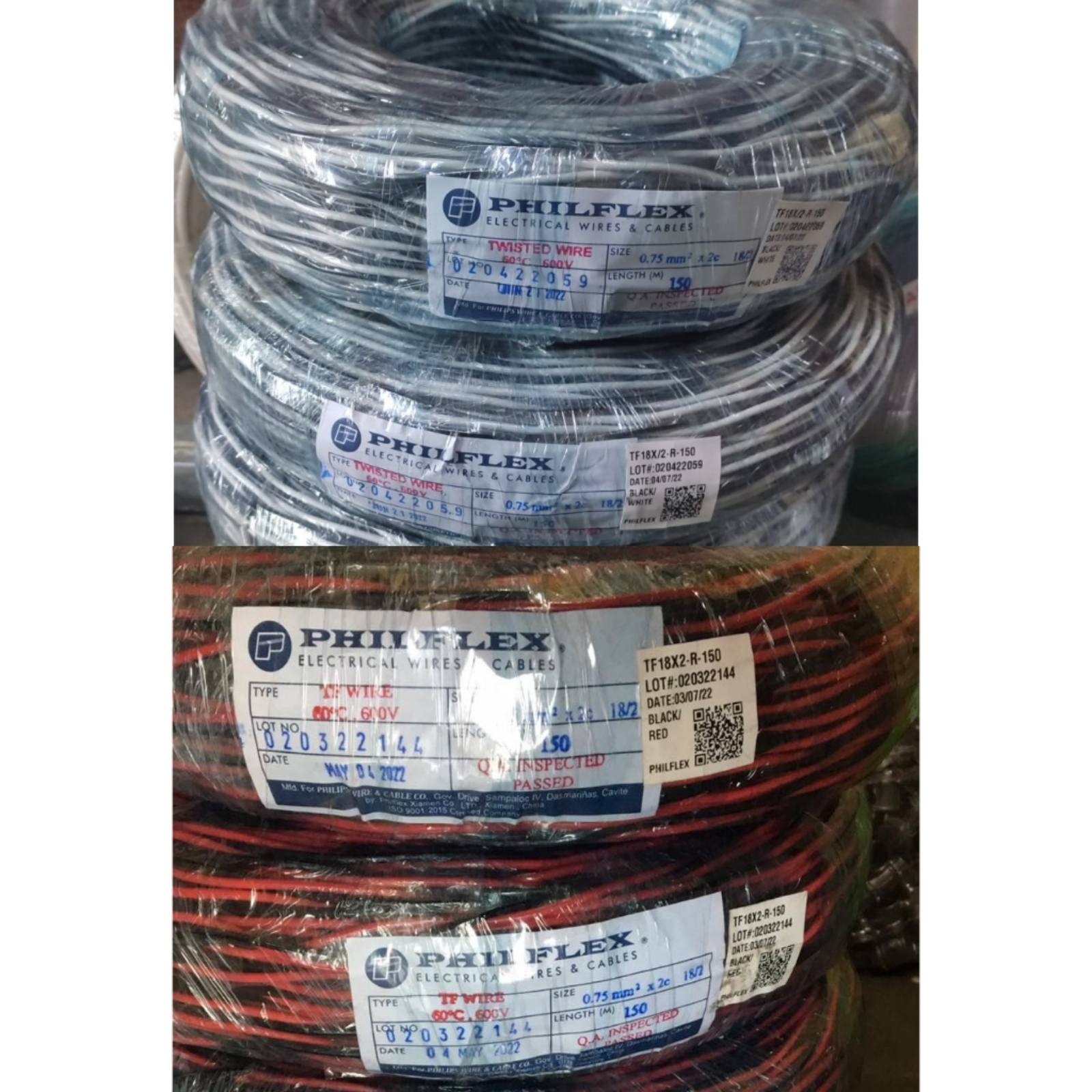 PHILFLEX TF Wire Twisted (Black & White/Red & Black) #18/7 | Lazada PH