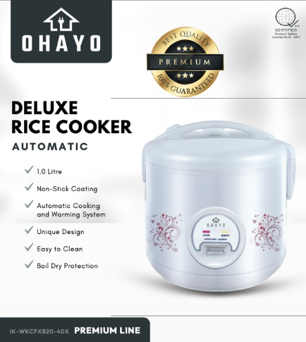OHAYO Deluxe Rice Cooker 1.0 Liter, 1.2 Liter and 1.8 Liter | Lazada PH