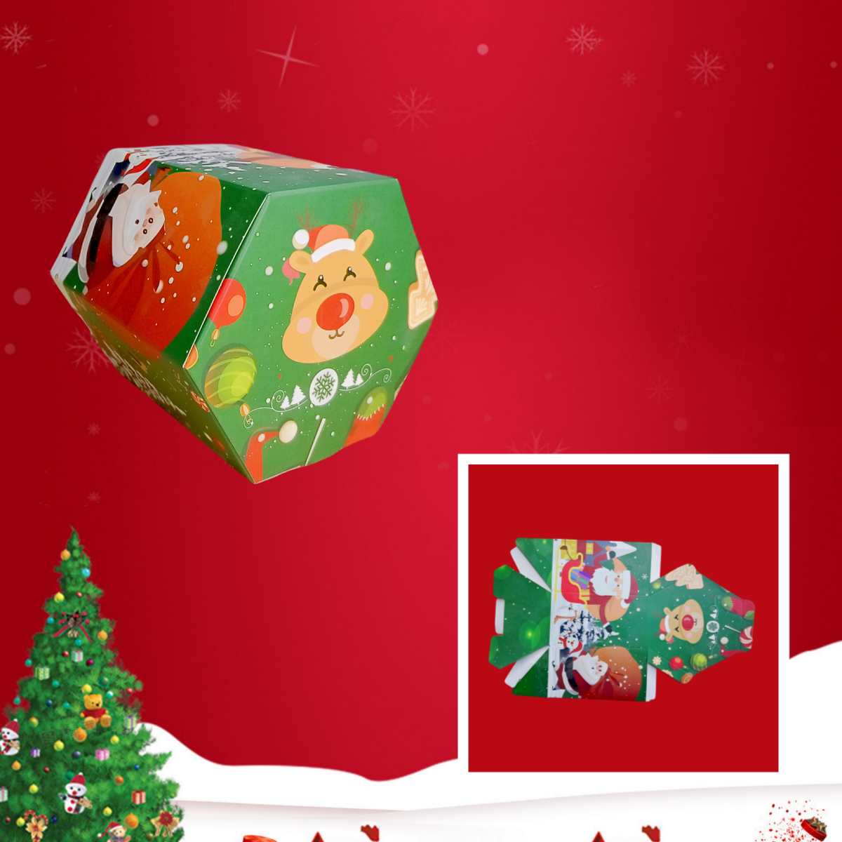 Christmas Eve Apple Packaging Box Christmas Fruit Gift Box Hexagonal ...