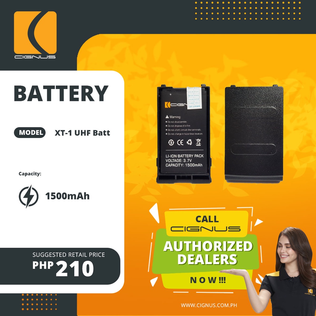 Cignus XT-1 UHF Li-ion Battery 3.7v 1500mah for Cignus XT1 | Lazada PH