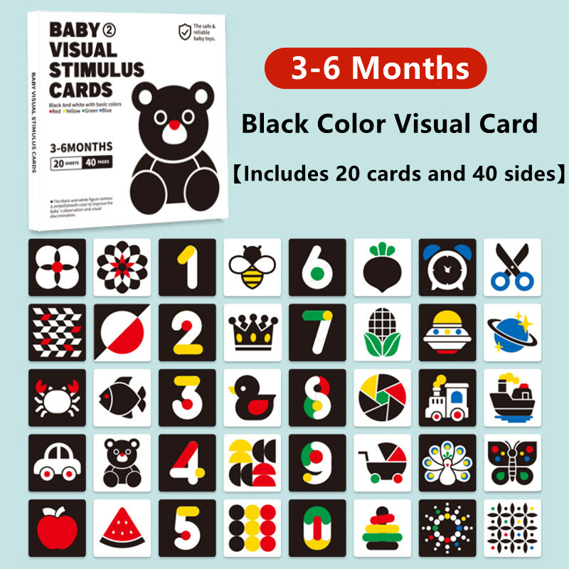 Baby Visual Stimulation Card for Infant Black White Flash Cards High ...