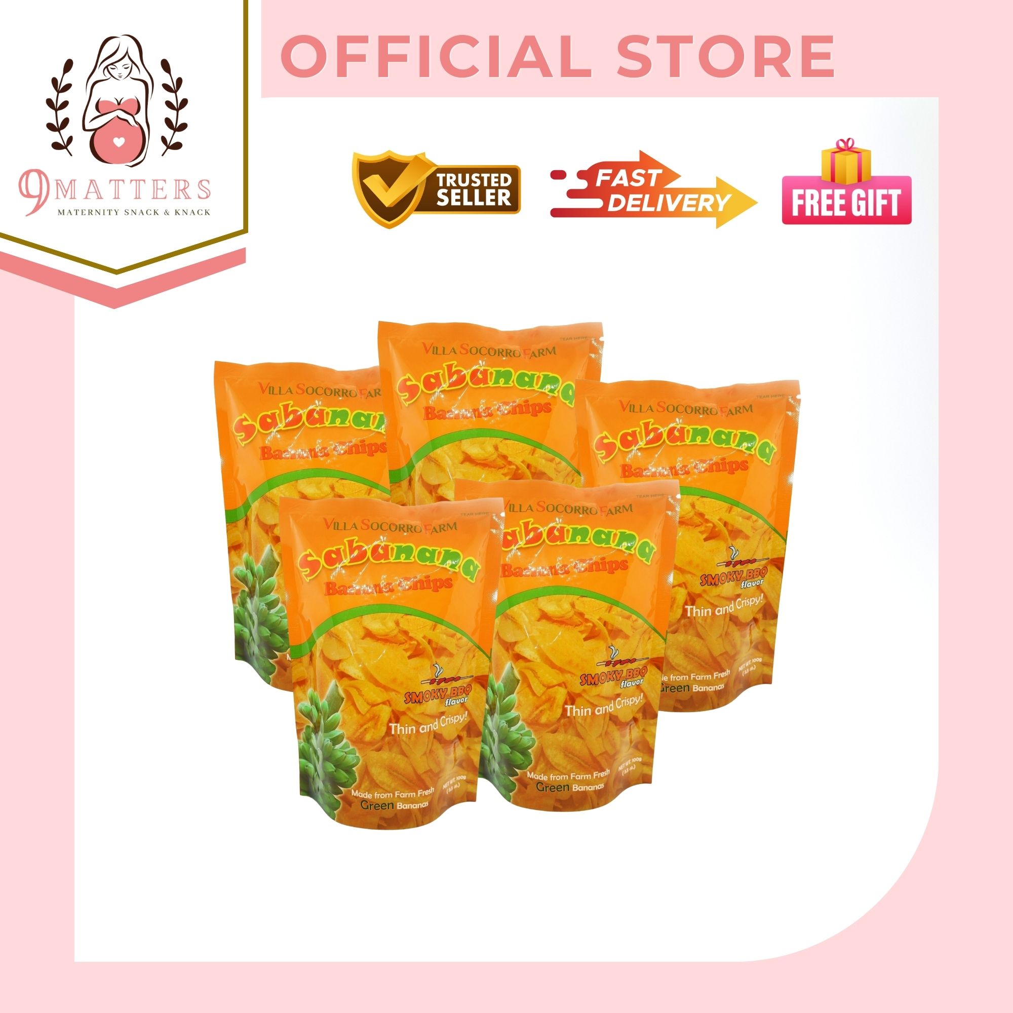 Villa Socorro Farm Healthy Sabanana Banana Chips Bundle of 5 Thin and ...