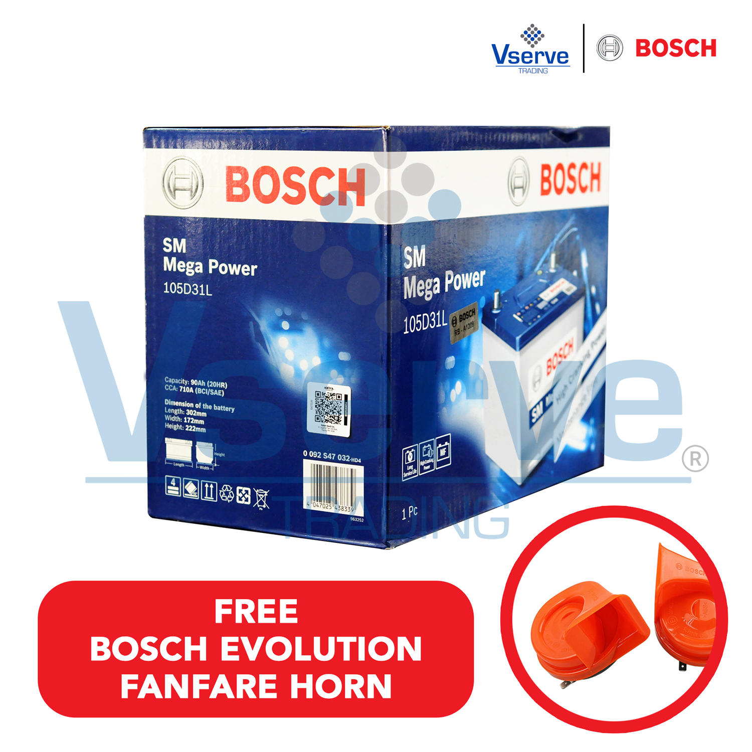 Bosch Battery S4 SM Mega Power (105D31L) 3SMF N70L 90Ah 12V For Car ...