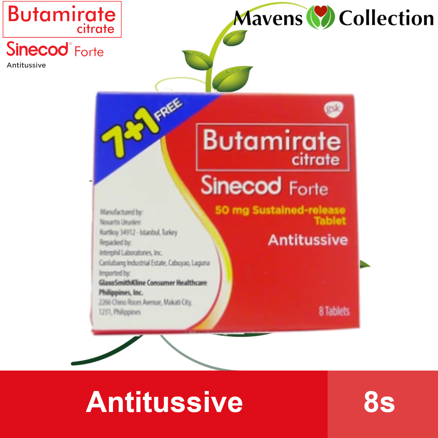 Sinecod Forte 50mg Sustained-release Tablet (8 Tablets - No Box) by ...