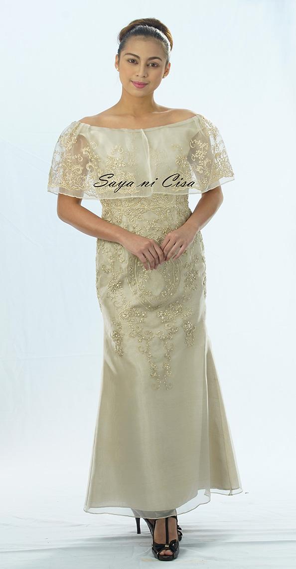Filipiniana Off Shoulder Long Gown | Lazada PH