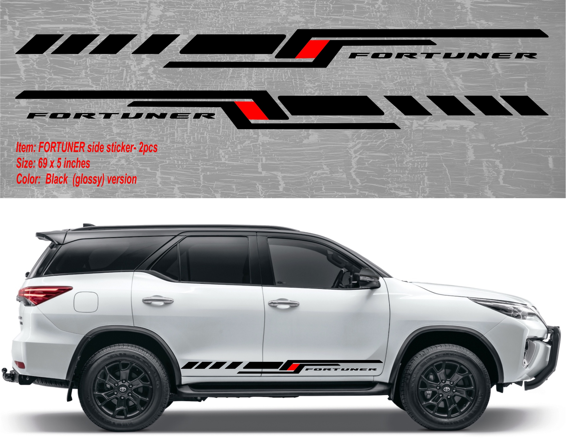 Toyota FORTUNER body sticker (NVBA02,black version) - 1set | Lazada PH