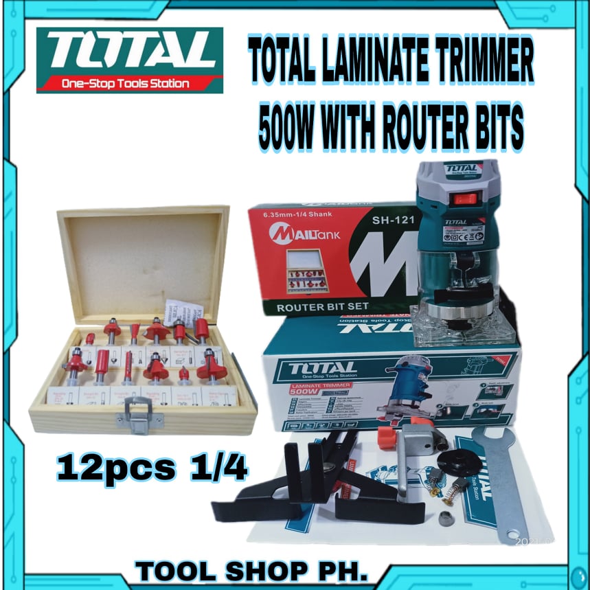 TOTAL Laminate Router Trimmer 500W TLT5001 WITH Router Bit SET 1/4 ...