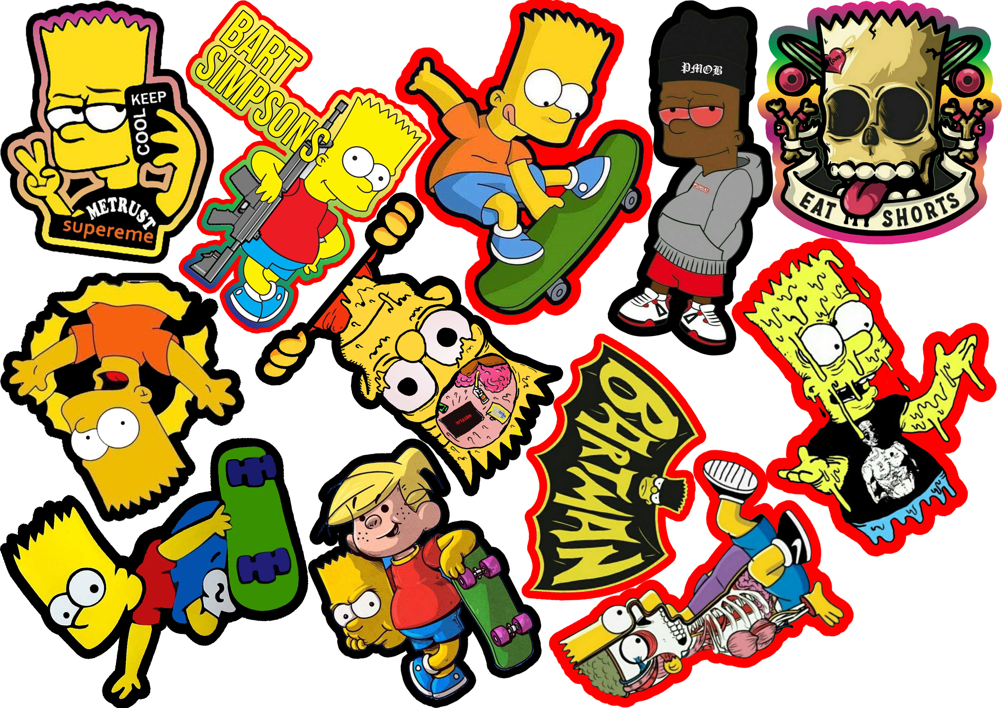 IAM.CO STICKER PACK BART SIMPSON CHARACTER Weatherproof water proof ...