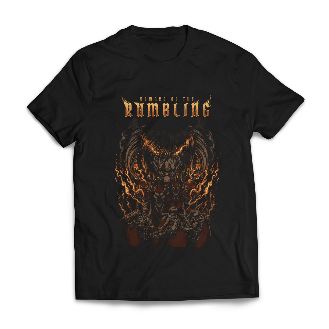 ANIME | ATTACK ON TITAN | EREN YEAGER BEWARE OF RUMBLING T SHIRT DESIGN ...