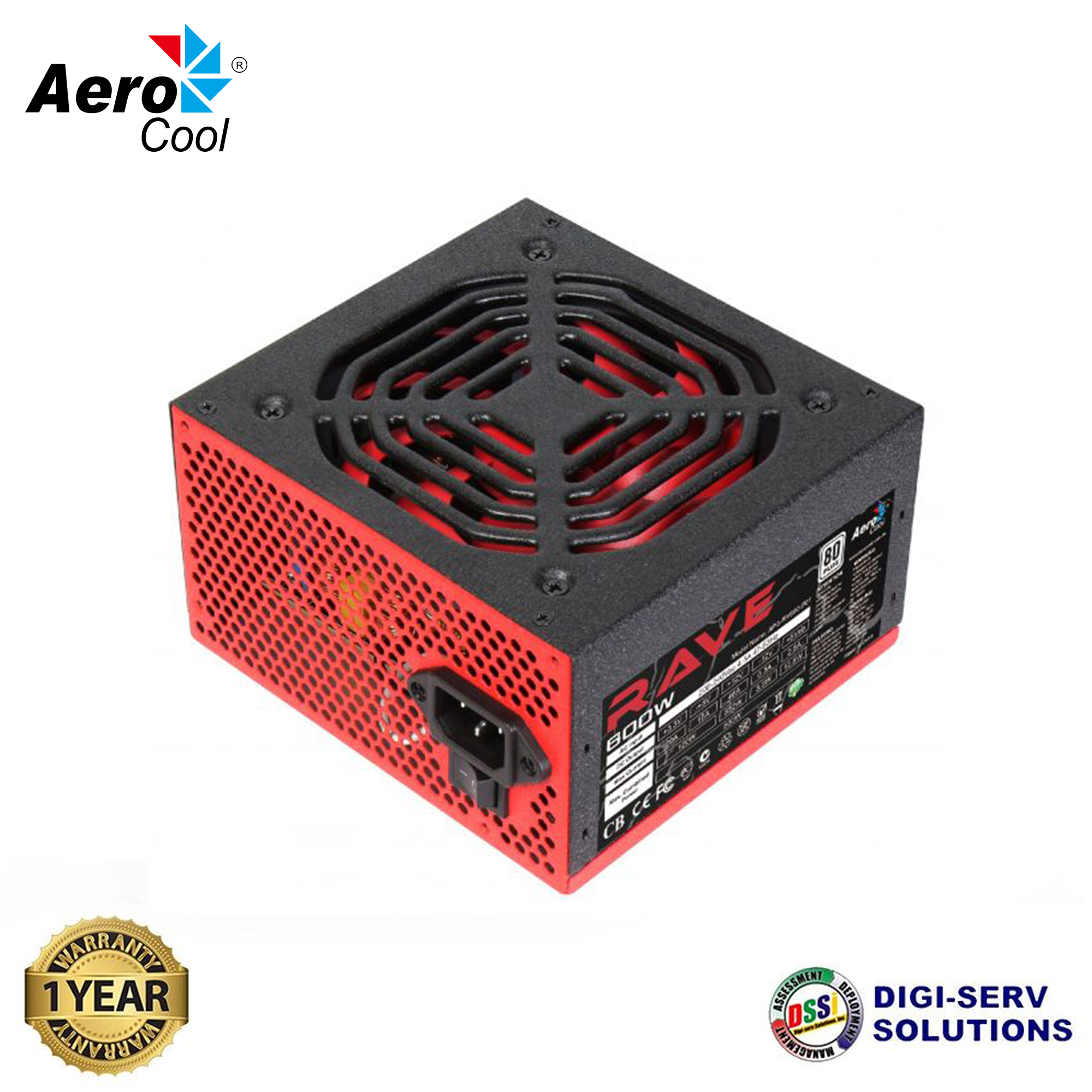 Aerocool Rave 80+ 800W Power Supply, Up to 80%+ efficiency, Compliant ...