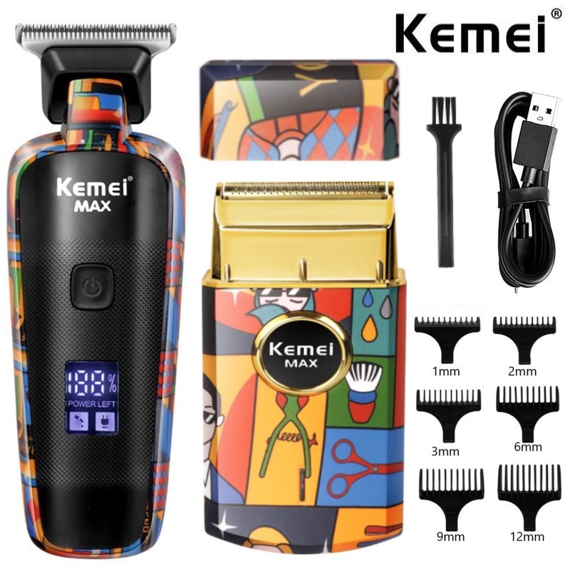 Kemei Electric Hair Clipper Graffiti Electric Shaver Professional Beard ...