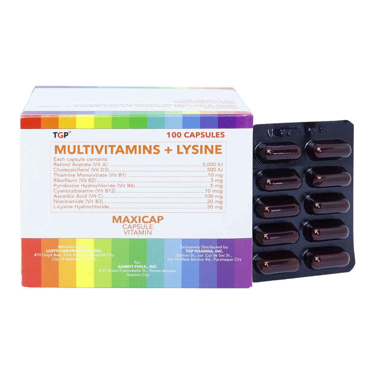 MAXICAP (TGP) Multi-Vitamins + Lysine Capsule 10 pcs per pack ...