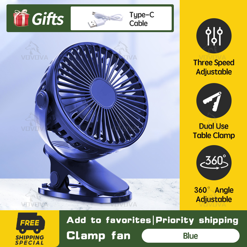 VOVOVA Mini fan with light stand fan Type-c chargeable ceiling fan with ...