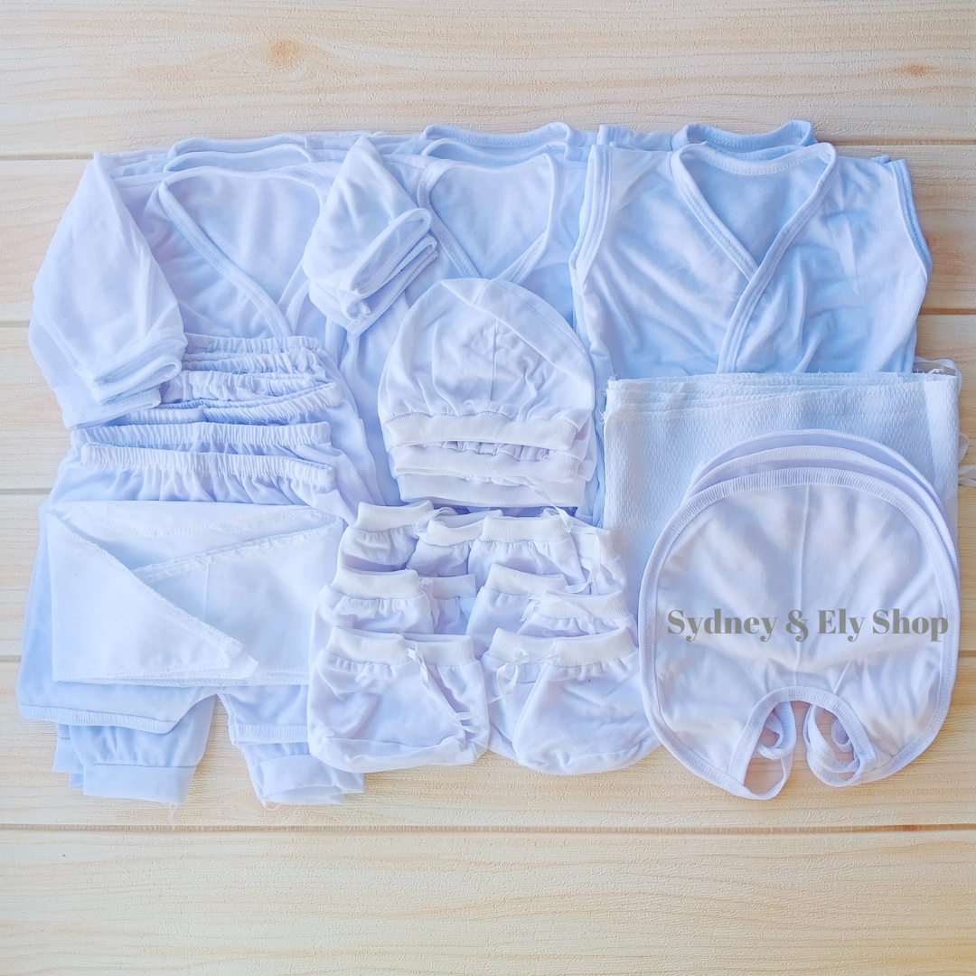 39 PCS ORDINARY PLAIN WHITE Baby Newborn Set Starter Pack Infants Wear ...