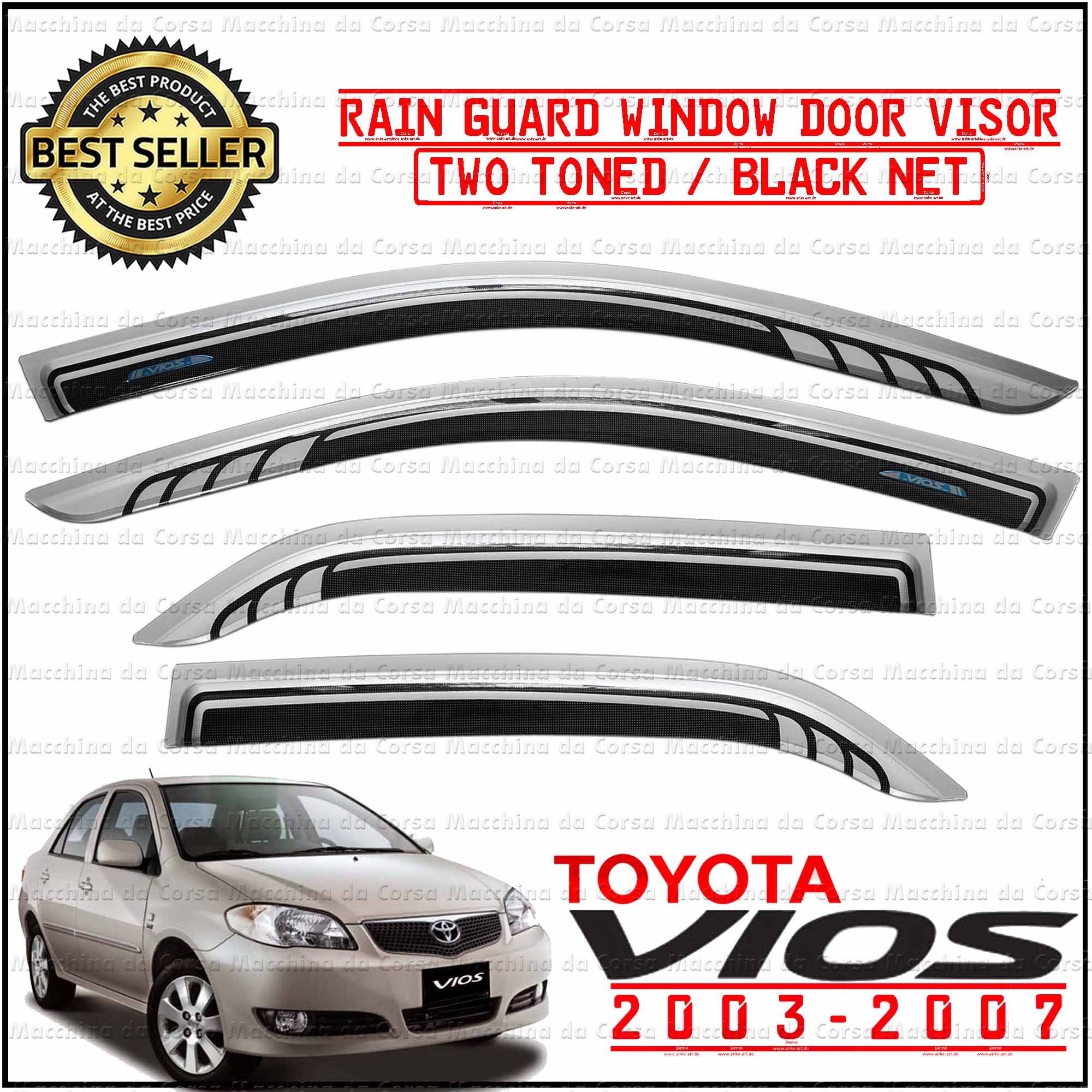 Toyota Vios ROBIN 2003-2007 Rain Guard Window Visor (Two Toned / Black ...