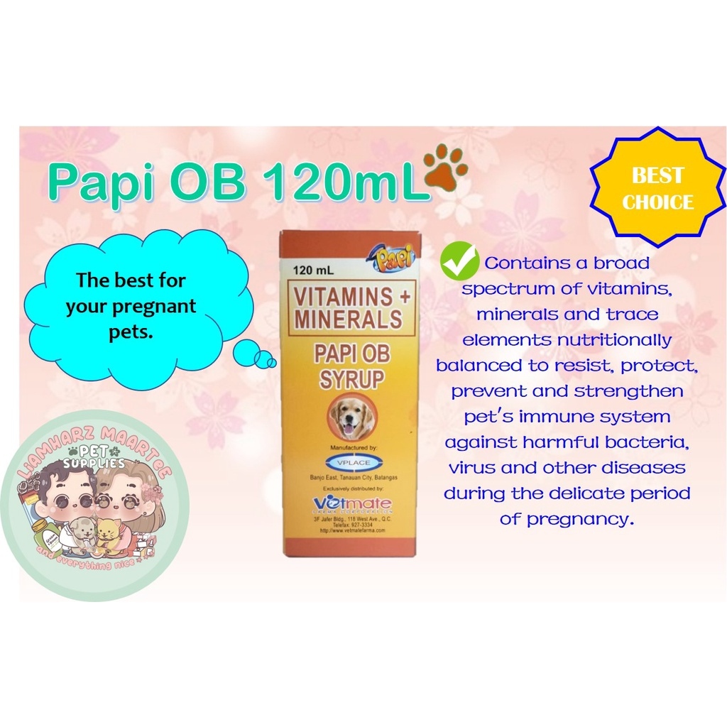 PAPI OB SYRUP Vitamins Minerals 120mL (for pregnant dogs/cats) | Lazada PH
