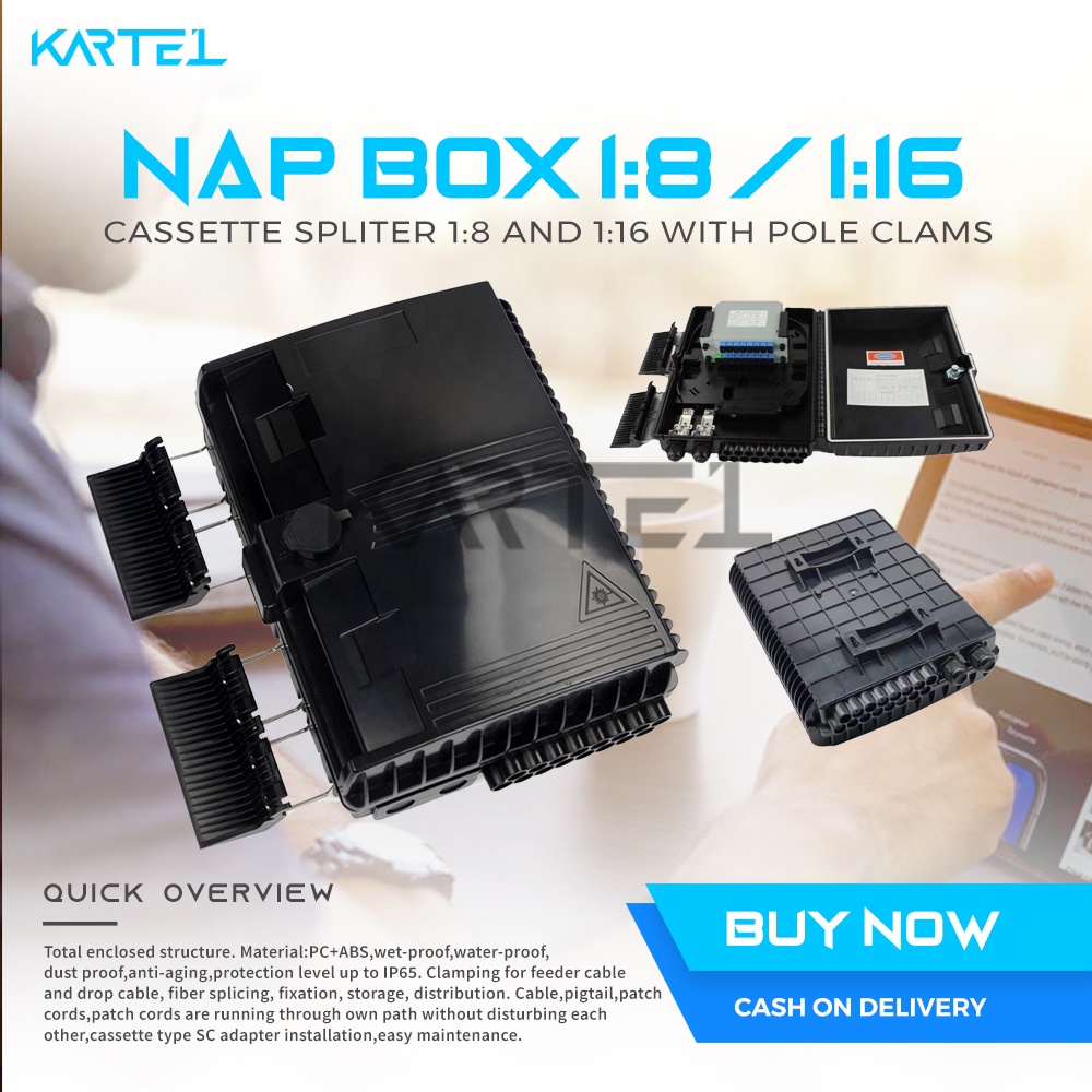 Nap Box w 116 18 Splitter with Pigtail (PLCCassette) With FREE Pole ...