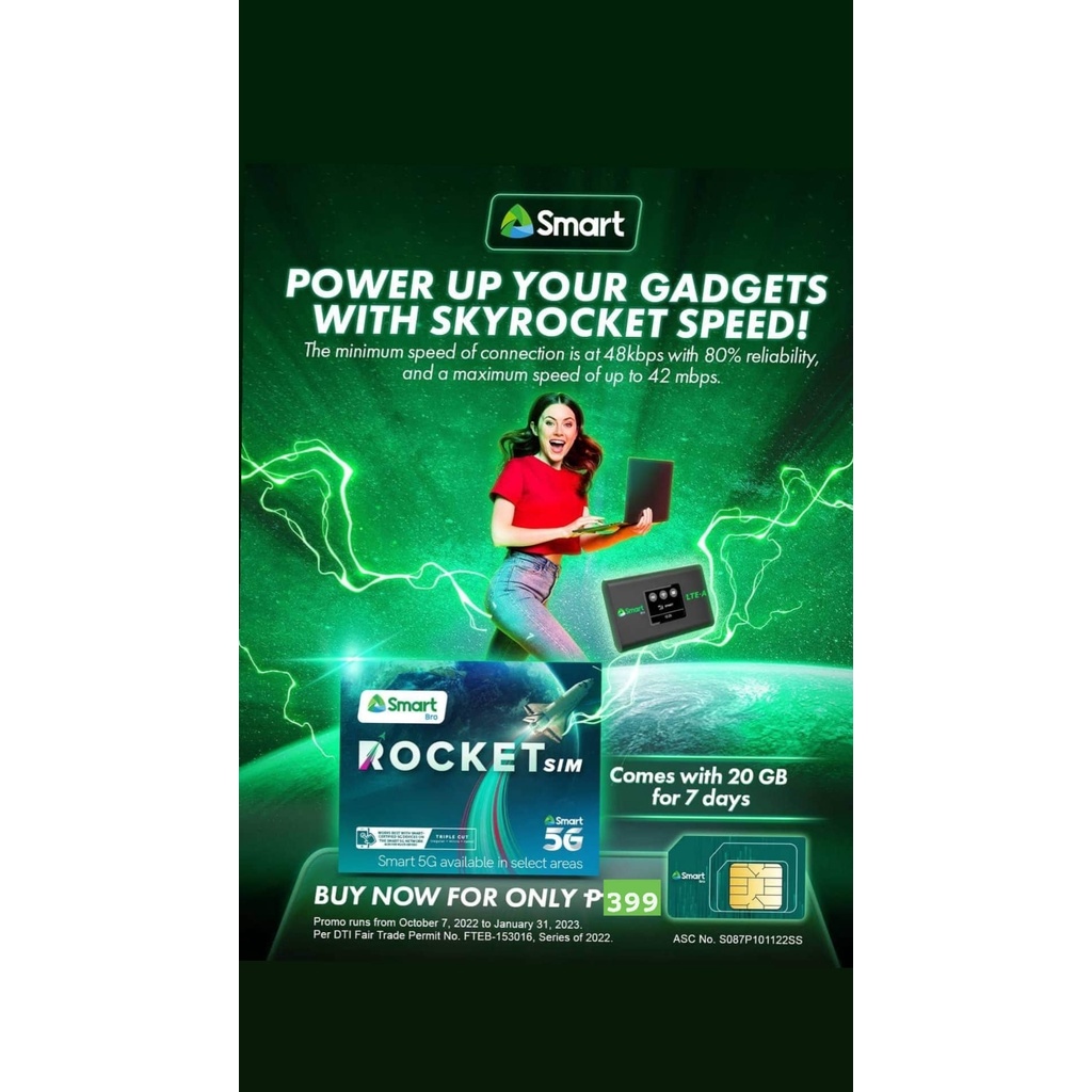 Smart Bro Rocket SIM Free 20gb Renewable for UNLIDATA | Lazada PH