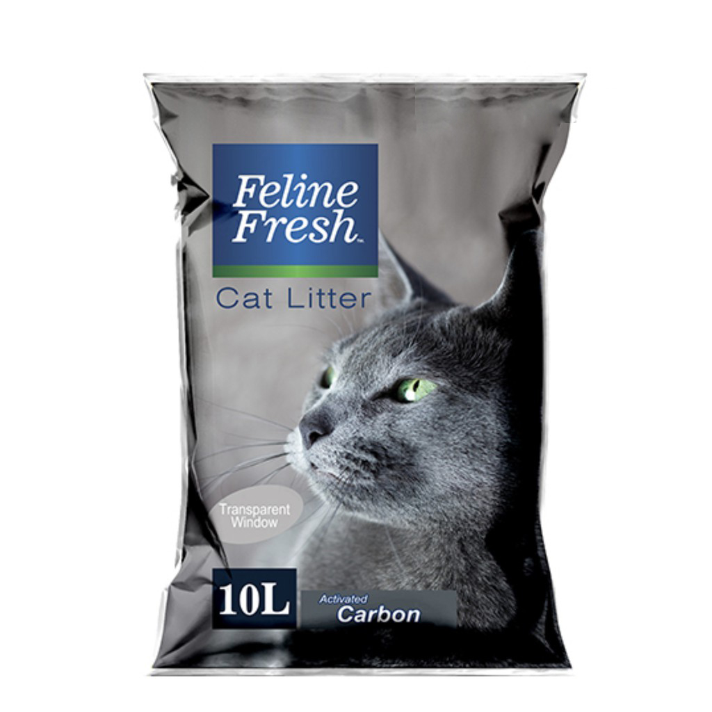 FELINE FRESH (10L) BENTONITE CARBON CAT LITTER CLUMPING Less Odor ...