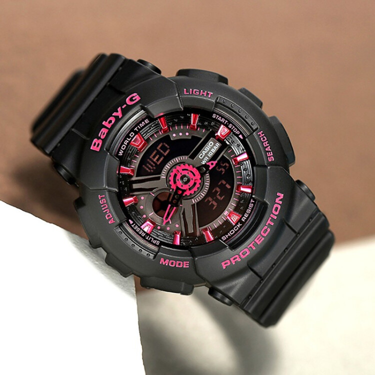 BA110 Women Sport Watch Dual Time Display World Time LED Light Girl ...