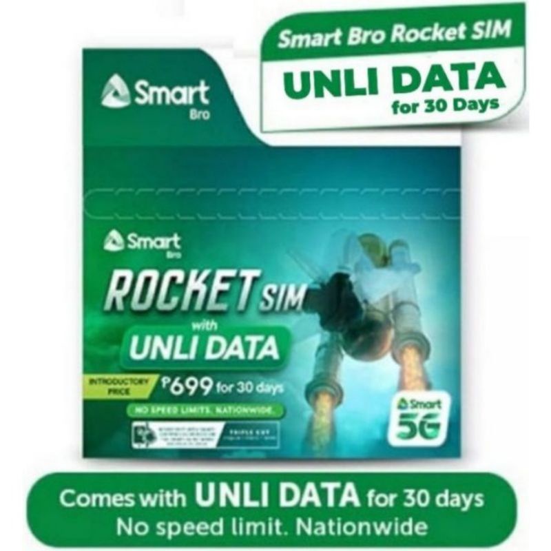 NEW/OLD Smart Bro ROCKET SIM With UNLI DATA for 15 or 30 Days plpl | Lazada PH