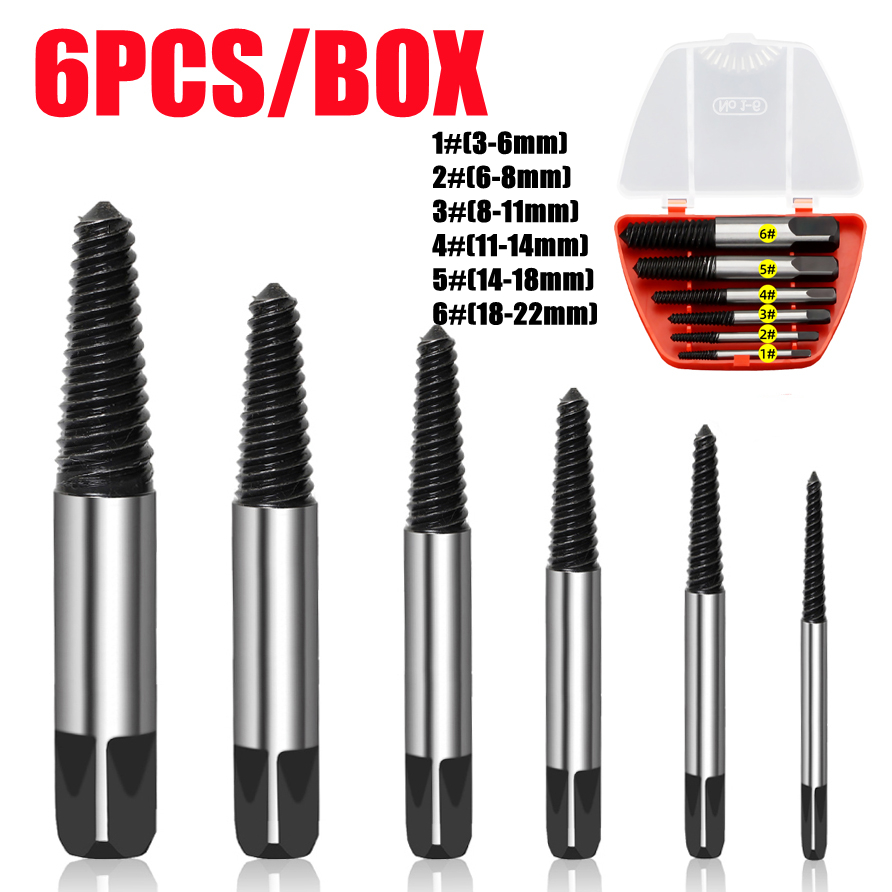 5/6 Piece Broken Bolt Screw Remover Kit Easy Out Drill Bit Tool Kit ...