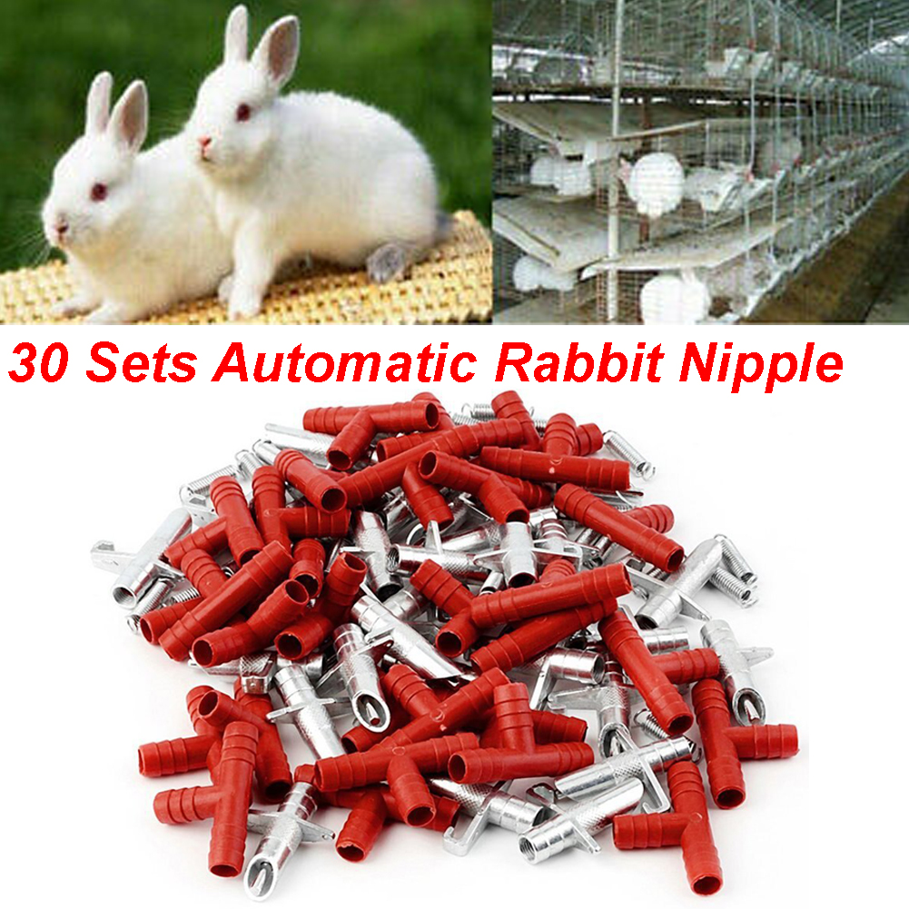 30 Sets Automatic Rabbit Nipple Water Feeder Drinker For Pet Rabbit ...