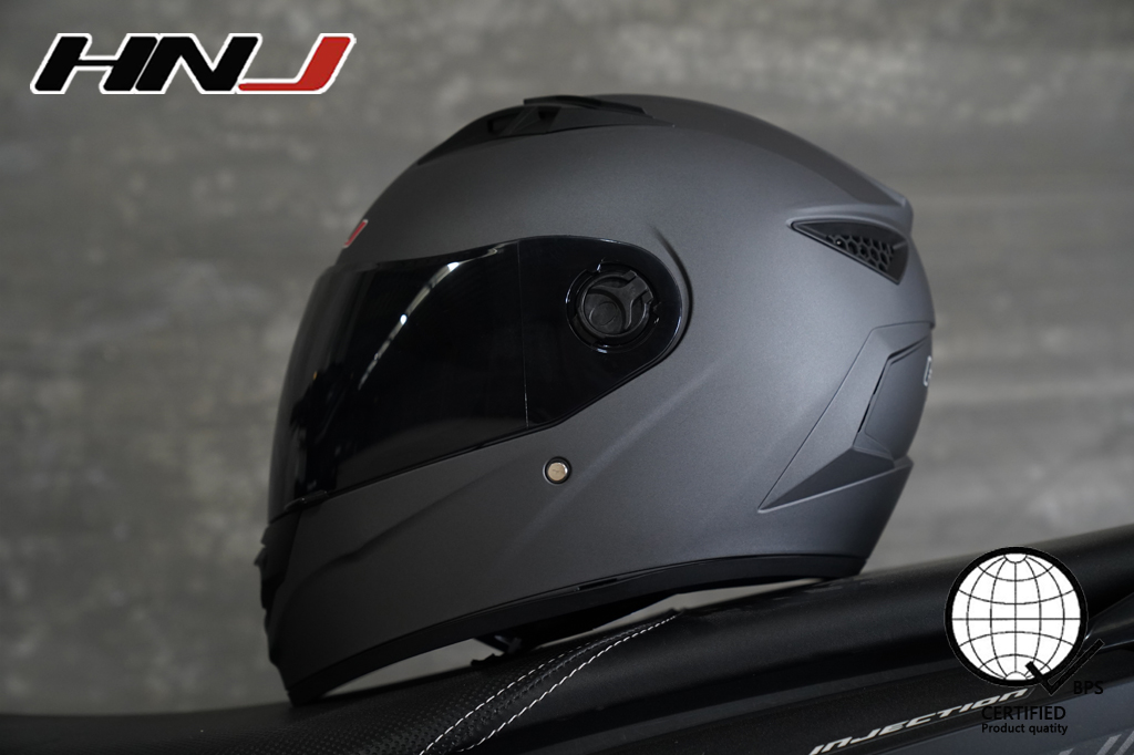 HNJ 855 Full Face Motorcycle helmets Black single Visor helmet with ICC ...