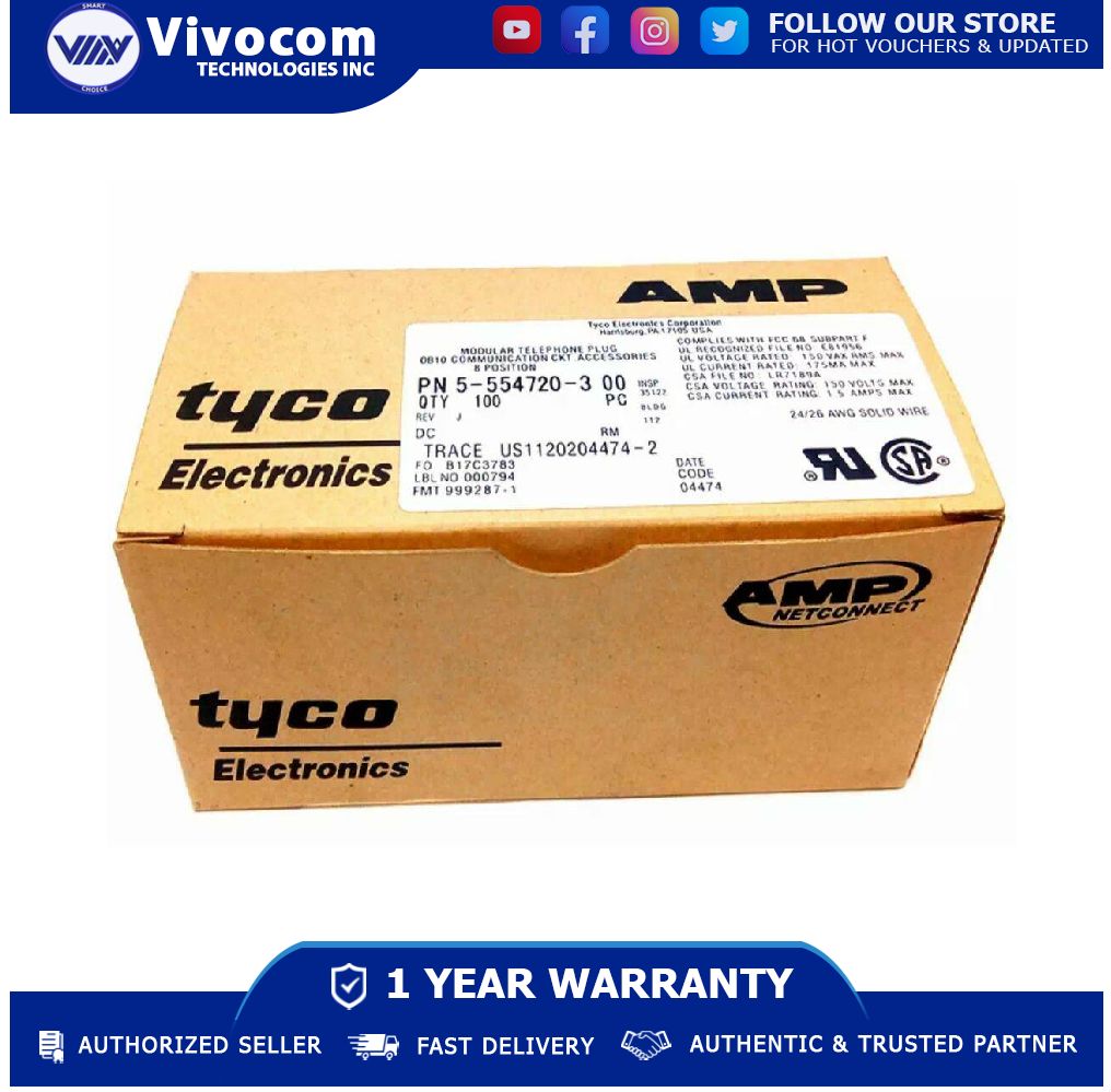 TYCO RJ45 Connector (100pcs) 1box | Lazada PH