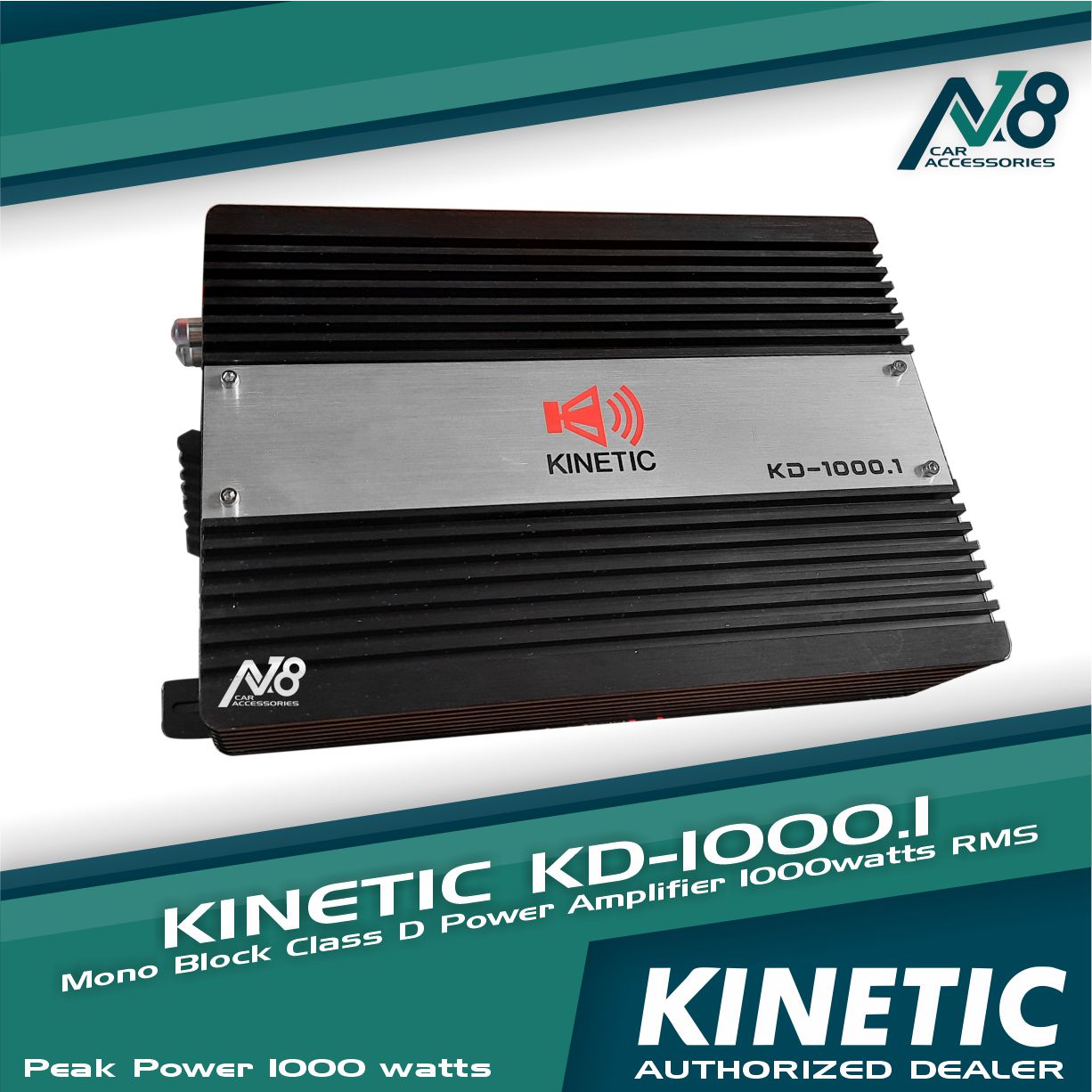 Kinetic KD-1000.1 Mono Class D Amplifier 1000watts Max Power Bass Boost ...