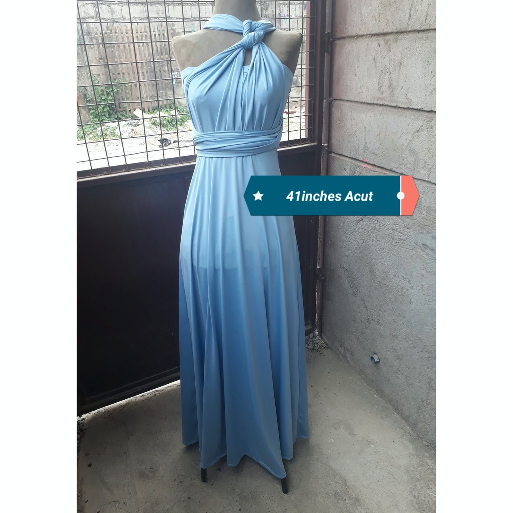 INFINITY MAXI DRESS POWDER BLUE WITH TUBE LIGHT BLUE FLOOR LENGTH ...