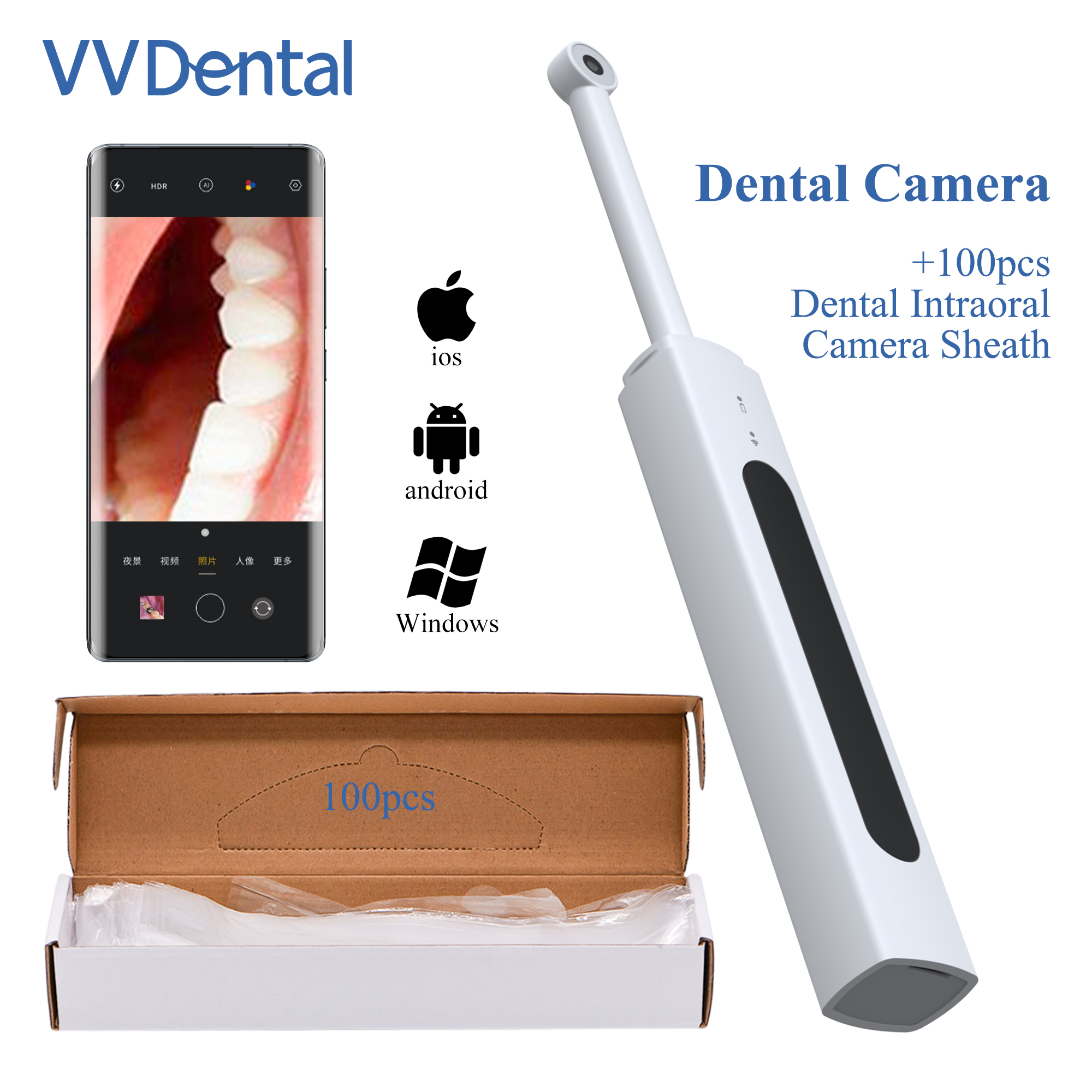 VVDental IntraOral Camera Wifi Connects With 8Pcs Led Lamps Oral ...